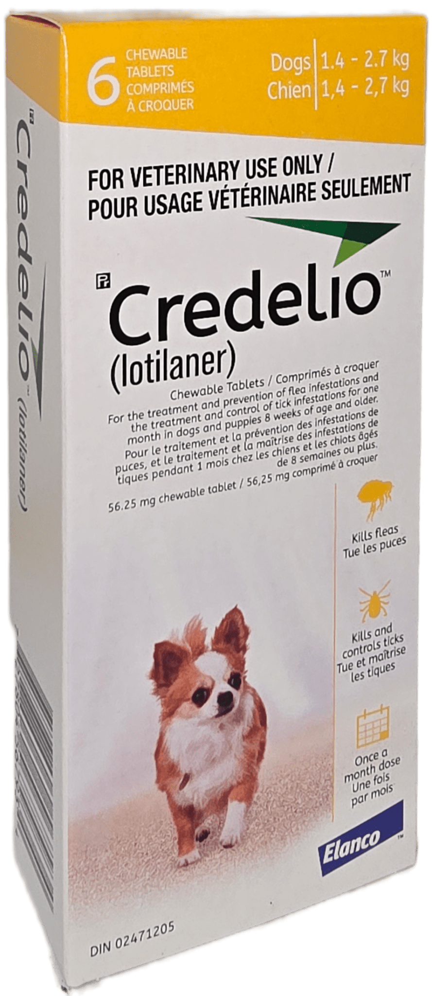 Credelio (lotilaner) Chewable Tablet For Dogs 1.4 To 2.7 Kg (Yellow)